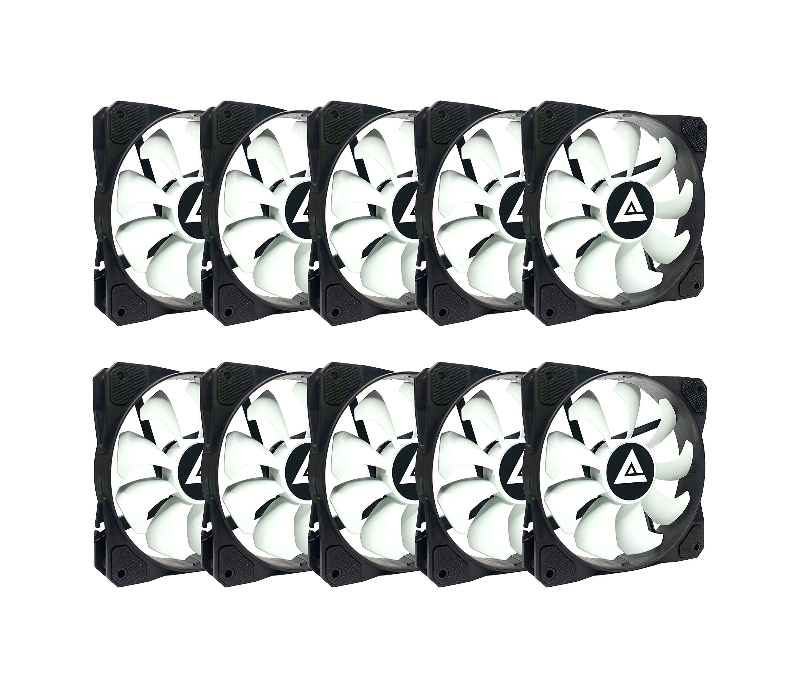 Apevia 1012S-WB 120mm 4pin Molex & 3pin Motherboard Black/White Silent Case Fan (10-pk)