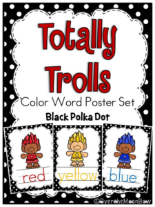 totally trolls | color words poster set | black/white polka dot