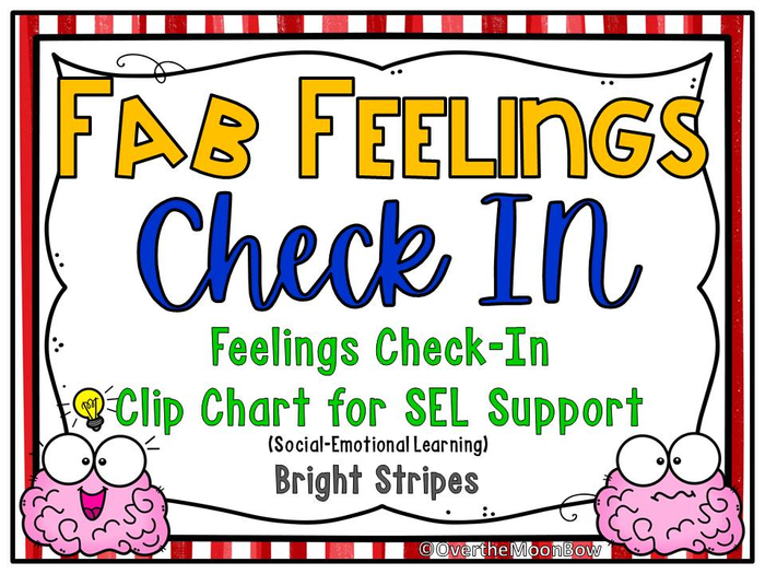 Fab Feelings Check In | Bright Stripes | Feelings Clip Chart