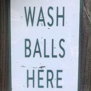 Wash Balls Here 12" x 8" Funny Tin Sign Golf Accessory Clubhouse Decor Man Cave Sports Bar Wall Art