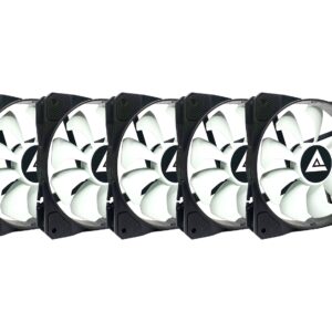 Apevia 512S-WB 120mm 4pin Molex & 3pin Motherboard Black/White Case Fan (5-pk)