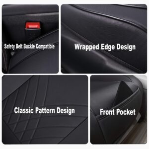 kingphenix Premium PU Car Seat Cover - Front Seat Protector Works with 95% of Vehicles - Padded, Anti-Slip, Full Wrapping Edge - (Dimensions: 21'' x 20.5'') - 1 Piece, Black