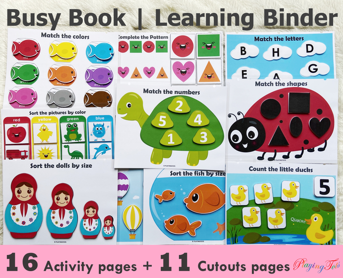 Fun Busy Book, Learning Binder, Quiet Book, Toddlers and Preschoolers, Homeschooling Resource, SKU0001