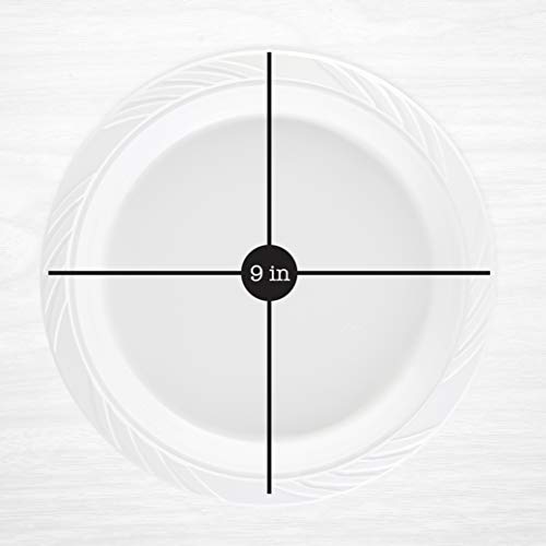 PLASTICPRO 200 Count Disposable 9 Inch White Plastic Dinner Plates large