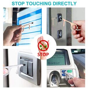 2 PCS No Touch Door Opener Tool, Safe EDC Touchless Keychain with Stylus Used to Avoid Touching Public Dirty Surfaces, Doors, Touchscreens, Buttons (Rose Gold&Grey)