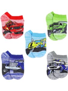 nickelodeon blaze and the monster machines boys toddler 5 pack no show socks (medium (sock 6-8), white/multi)