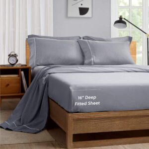 bedsure satin sheets - grey satin sheets queen size for hair and skin, gifts for women