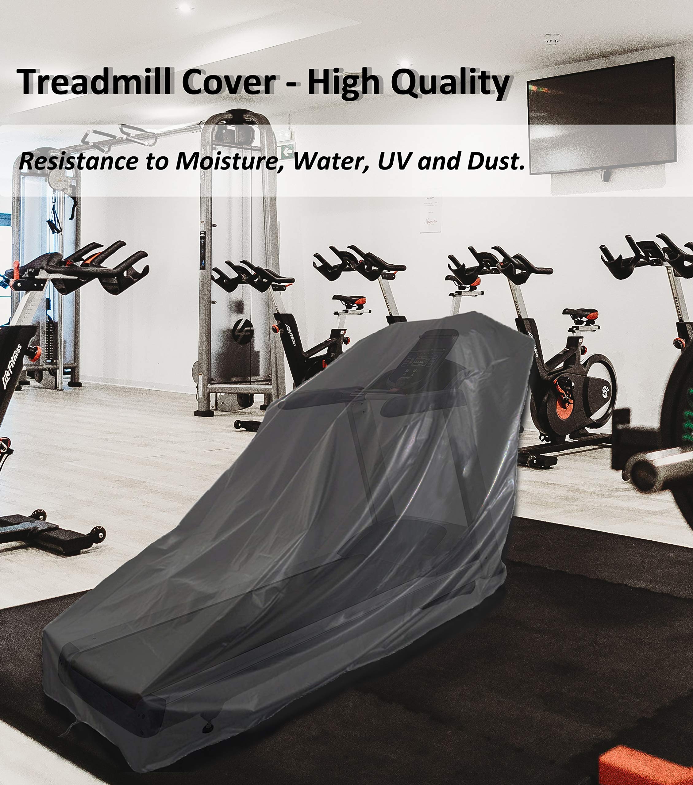 Non-Folding Treadmill Cover, dustproof and Waterproof Cover, Oxford Cloth Waterproof Sunscreen Cover (Black)