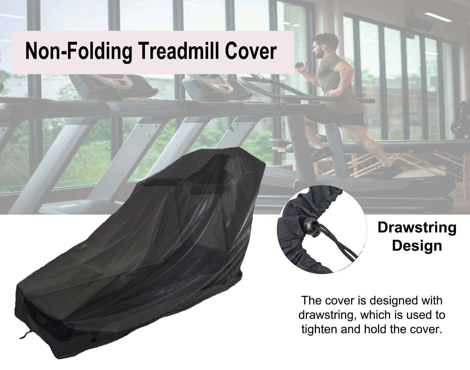 Non-Folding Treadmill Cover, dustproof and Waterproof Cover, Oxford Cloth Waterproof Sunscreen Cover (Black)