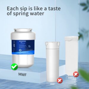 Bringpure MWF Water Filter Replacement for GE Refrigerators, Compatible with GE Smart Water MWF, HDX FMG-1, MWFP, MWFA, Kenm0re 9991, MWFINT,GWF, GSE25GSHECSS, RWF1060, WFC1201, 197D6321P006(3 Pack)