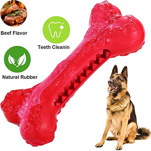 Dog Chew Toys for Aggressive Chewers, Durable Rubber Dog Bones Chew Toys, Interactive Tough Dog Toys for Large Medium Small Dog, Indestructible Dog Toy for Cleaning Teeth and Training (Large)