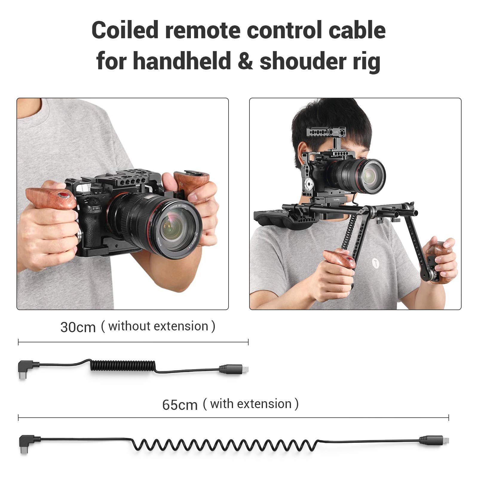 SmallRig Right Side Wooden Handle Hand Grip with Record Start/Stop Remote Trigger for Sony Mirrorless Cameras - HSR2511