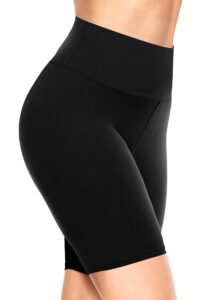 biker shorts women - black tummy control gym running workout yoga womens compression shorts