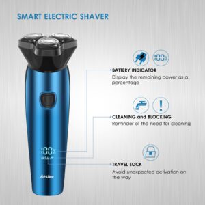 Electric Shaver for Men Face, Electric 3D Rotary Razors Wet and Dry Whole Body Washable Rechargeable Cordless Electric Beard Trimmer with Pop-up Trimmer, Digital Indicator