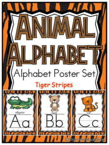 animal alphabet a-z | alphabet poster set | tiger stripe