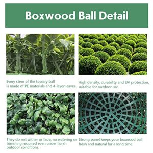 THE BLOOM TIMES Boxwood Balls, Set of 2 Round 15.7 Inch Artificial Plant Topiary Ball Faux Decorative Ball Outdoor UV Protected 4 Layers for Front Porch, Patio, Planter, Garden, Indoor Home Decor