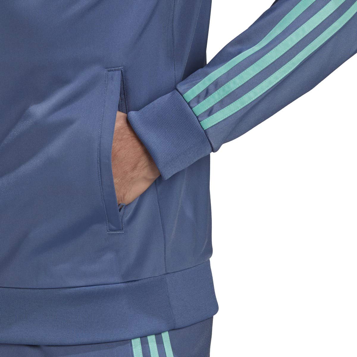 adidas mens Essentials 3-Stripes Tricot Track Jacket Wild Pine Medium