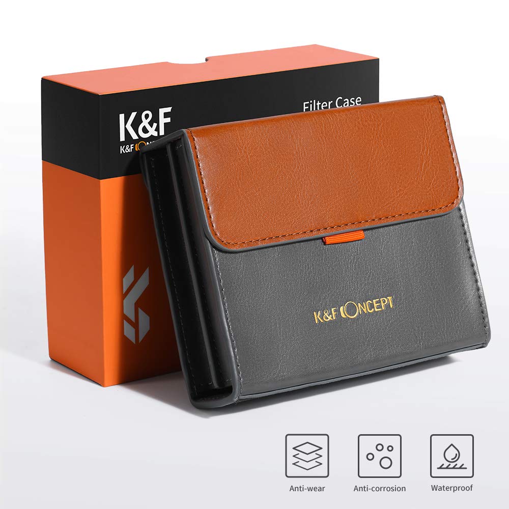 K&F Concept Lens Filter Case, Leather Carrying Filters Bag Pouch for Square ND CPL etc Filters up to 100x100mm, Designed NANO-X Series Square Bracket