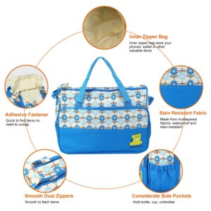 5PCS Diaper Bag Tote Set - Baby Bags for Mom (Blue)