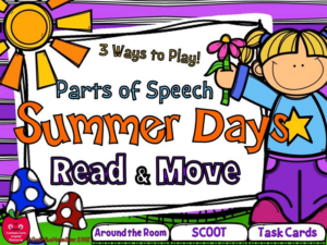 summer days | read & move | parts of speech grammar activity pack