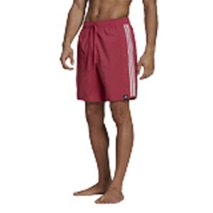 adidas mens classic length 3-stripes swim short wild pink/white large