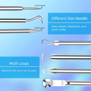 Premium Blackhead Remover, Comedone Blemish Acne Extractor,Popping Pimple Popper Whitehead Removal, Precision Tweezers, Zit Removing, Milia Remove