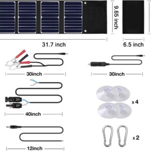 Himino 28 Watt Foldable Solar Panel Battery Charger Kit for Portable Generator Power Station Cell Phones Laptop 24V Car Boat RV Trailer Battery Charge (28W)