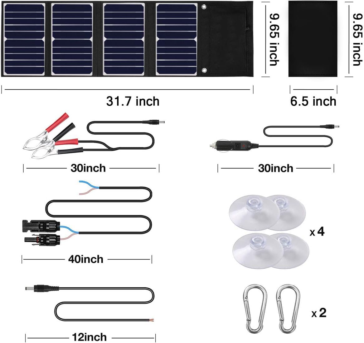 Himino 28 Watt Foldable Solar Panel Battery Charger Kit for Portable Generator Power Station Cell Phones Laptop 24V Car Boat RV Trailer Battery Charge (28W)