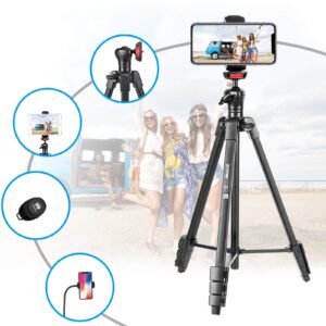 Tripod for iPhone and Android Cellphone,54-inch Premium Flexible Phone Tripod with 14-inch Adjustable Gooseneck, Cellphone Phone Tablet Stand Holder,Upgrade Ball Head and Carrying Bag