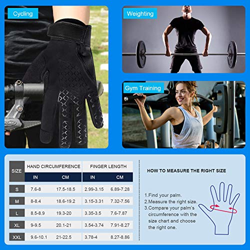 Workout Full Finger Gloves with Wrist Wrap Support,Anti Slip Palm Protection&Extra Grip,Touchscreen Fitness Exercise Weight Lifting Gym Training Cycling Gloves(Men&Women)