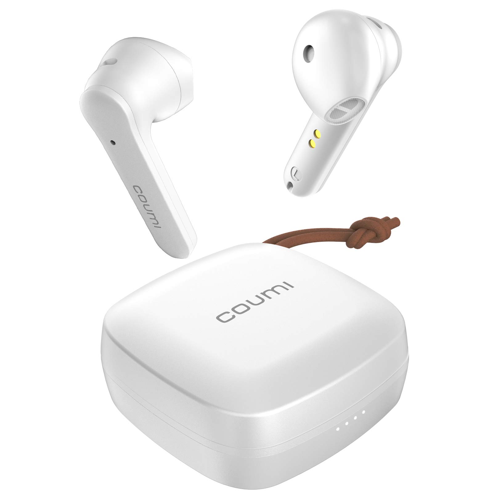 [2021 Upgraded]Wireless Earbuds Bluetooth 5.0 Earphones 4 Mics ENC Noise Cancelling for Call,Hi-Fi Stereo Sports Earbuds,IPX7 Waterproof,32 Hrs Playback Wireless Charging for iPhone and Android,White