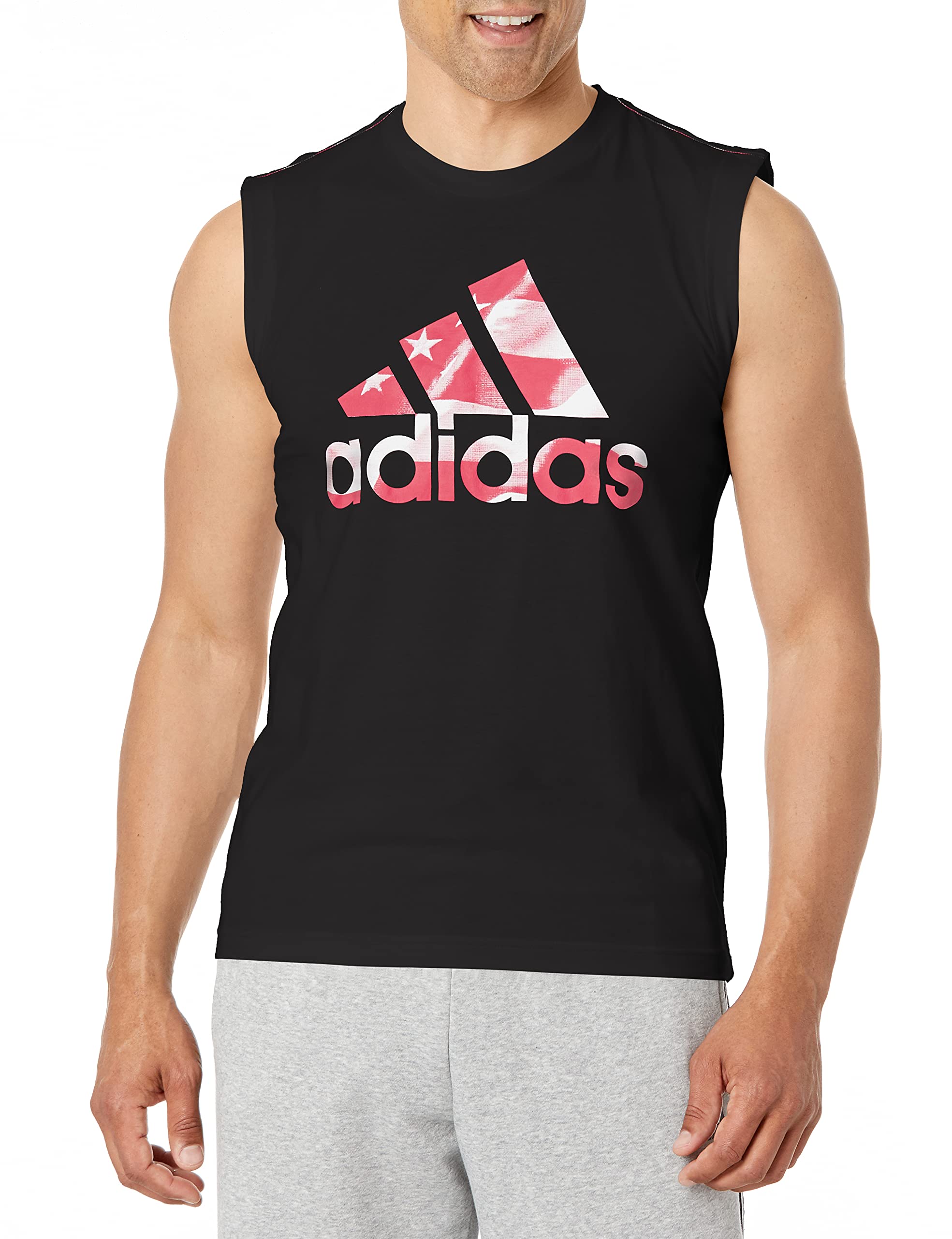 adidas Mens Americana Cotton Graphic Tank Black Medium/Tall