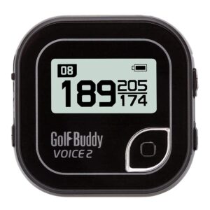 GOLFBUDDY Voice 2 Talking GPS Rangefinder (Bundle), Long Lasting Battery Golf Distance Range Finder & Silicon Strap Wristband (Voice 2, Black Voice 2 + Black Wristband)