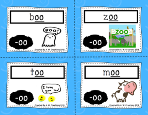 phonics flash cards - variant vowels