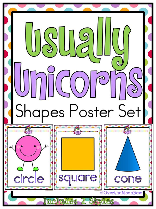 Usually Unicorns | Shapes Poster Set