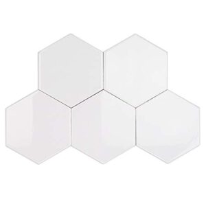 Bethlehem Hexagon 6 in. Polished White Ceramic Wall Tile Sample