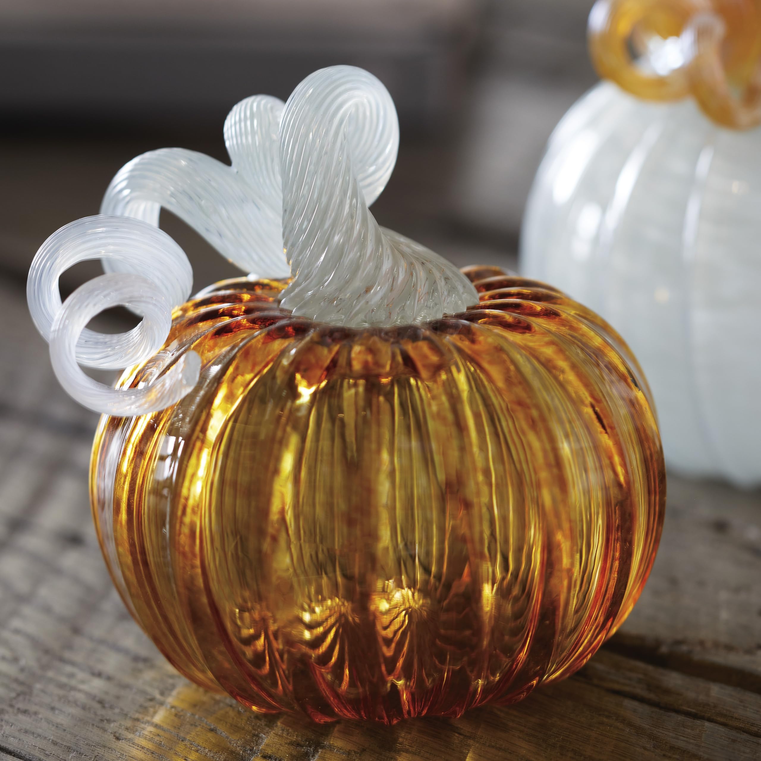 MARIPOSA AMBER GLASS MEDIUM PUMPKIN | AMBER | STUDIO GLASS | DECOR | DECORATIVE PIECES | GLASS | HANDMADE IN USA