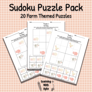 farm animal themed easy sudoku puzzles to stimulate logic & critical thinking