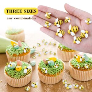 45 Pieces Tiny Bees Craft Decoration Party Decor Honey Resin Bee Flatback Bee Shaped Embellishment with Storage Box for DIY Craft Home (0.98 Inch, 0.74 Inch, 0.51 Inch)