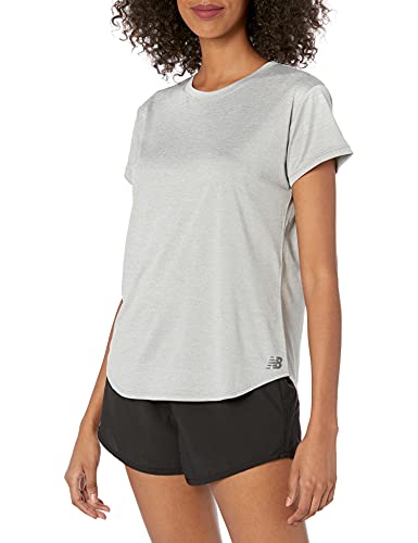 New Balance Women's Sport Core Heather Short Sleeve, Athletic Grey , Medium