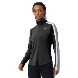 new balance women's accelerate half zip, black , large