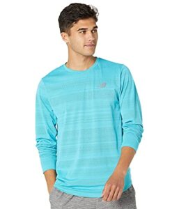 new balance men's q speed fuel long sleeve, virtual sky, small