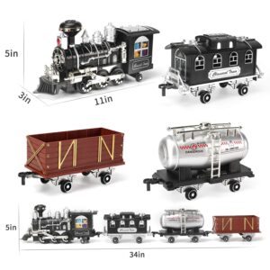 Remote Control Train Set with Smoke, Sound and Light, RC Train Toy Under Christmas Tree, Birthday Gift for Boys and Girls