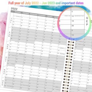 Appointment Book 2022-2023 - 2022-2023 Daily Hourly Planner, 8" x 10", July. 2022 - June. 2023, with 30-Minute Interval + Thick Paper + Round Corner + Twin-Wire Binding - Watercolor Ink