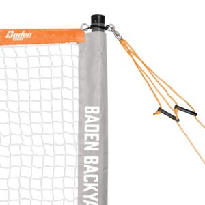 Baden | Champions | Portable Badminton Set | Regulation Net + 3 Shuttlecocks + 4 Racquets + 1 Boundary + 1 Carry Bag | Orange/Gray