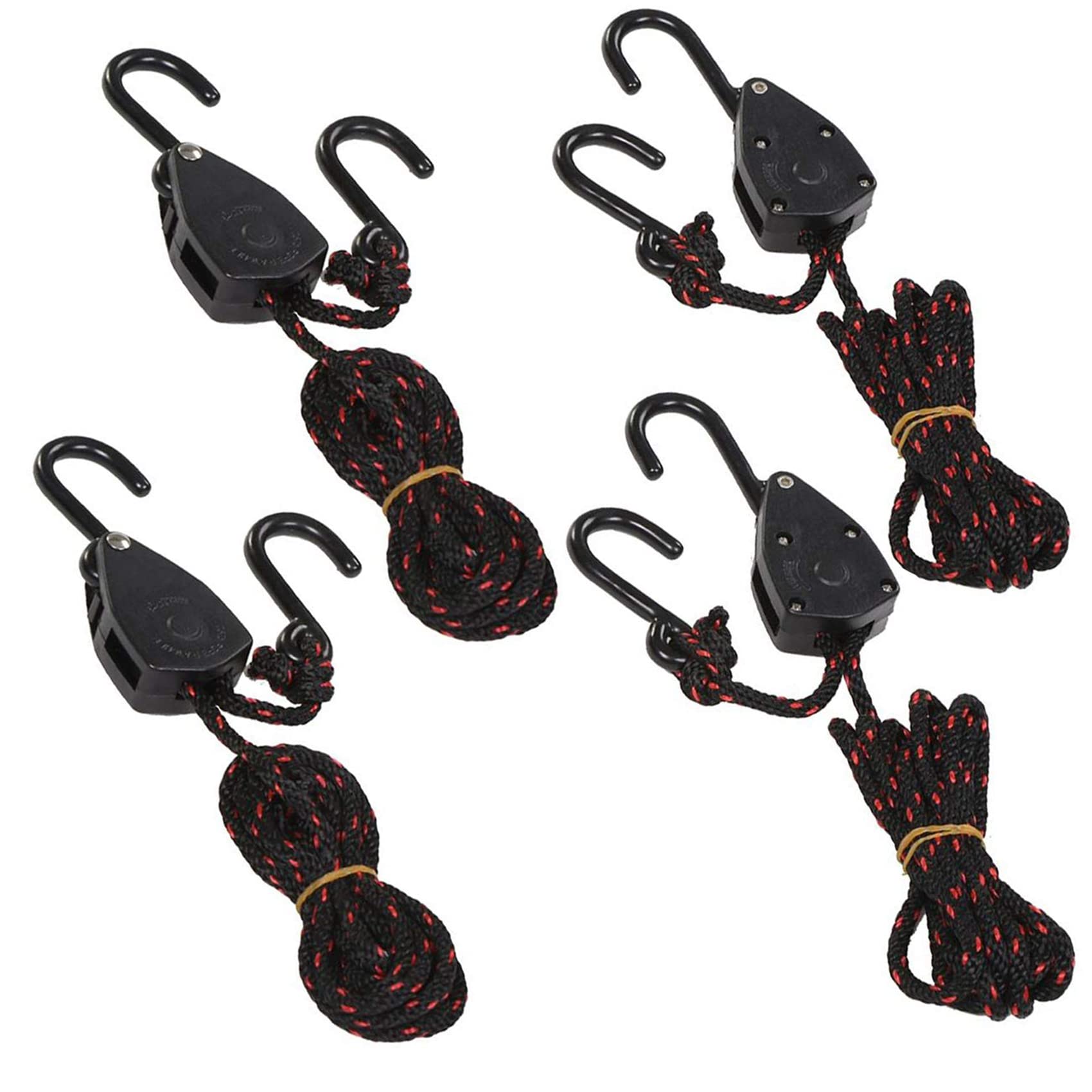 UCSAJI 4PCS 1/8in 8ft Adjustable Heavy Duty Rope Hanger Ratchet Kayak and Canoe Bow and Stern Tie Downs Straps