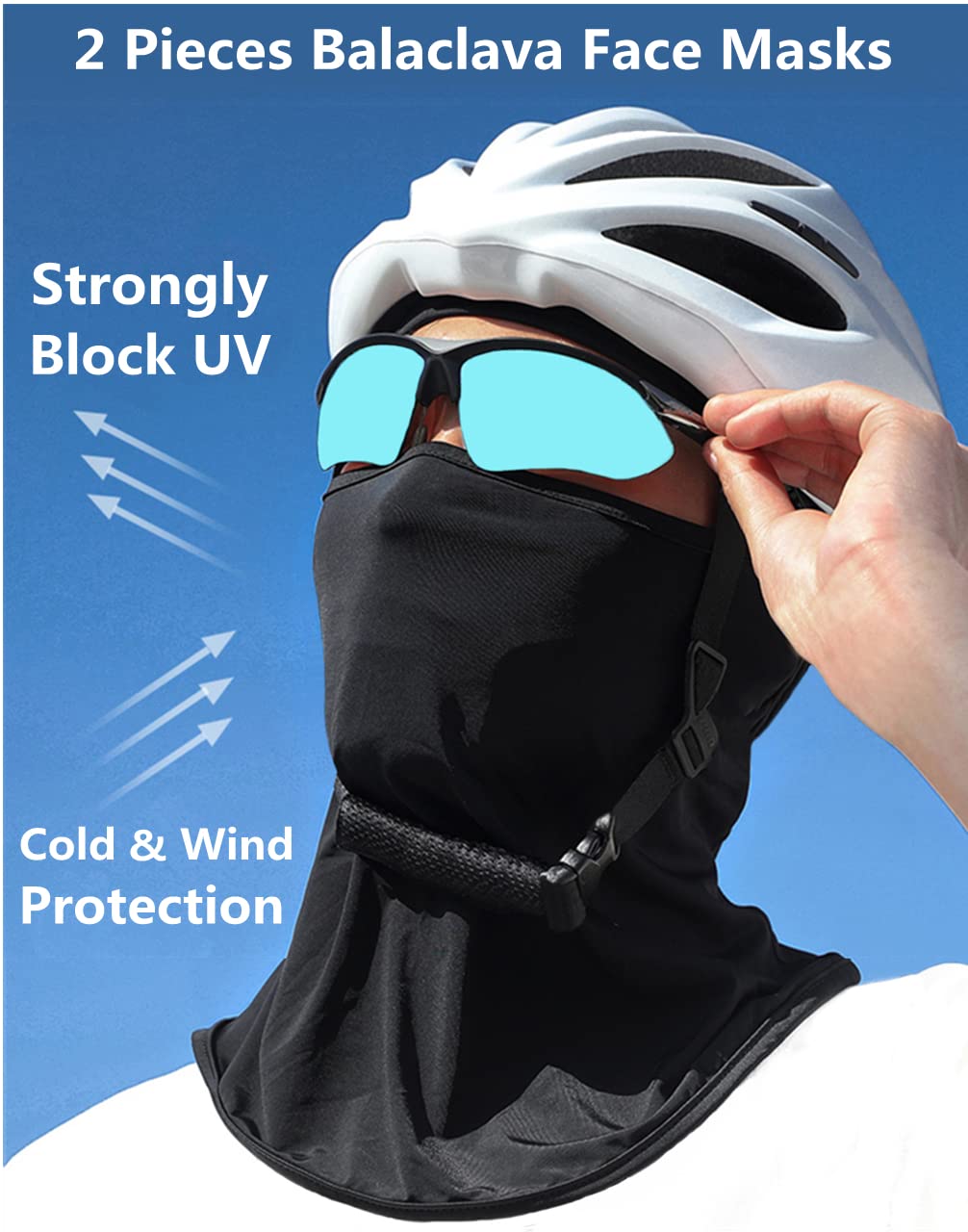 Balaclava Ski Mask Face Cover Full Head Mask Windproof Sun UV Protection Outdoor Sport Ski Scarf Cycle Cap Men Women, 2 PCS (Black + Green)