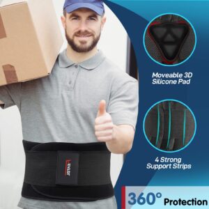 FEATOL Back Brace for Lower Back Pain Relief，Heavy Work Lifting, Sciatica, Herniated Disc with Ergonomically 3D Silicone Pad Men & Women XXL