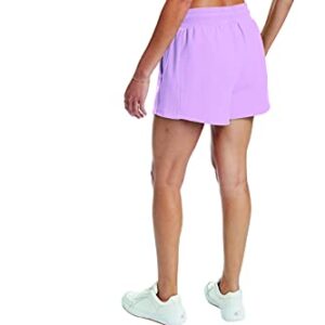 Champion Reverse Weave Fleece-Drawstring, Women’s Shorts, 3', Tinted Lavender C-Patch Logo, Large