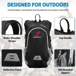 SharkMouth Hydration Backpack, Hiking Hydrated Pack with 2.5L Water Bladder, Multi Pocket Organizer, Lasts Long Day Mountaineering Trips, Travel and Journey